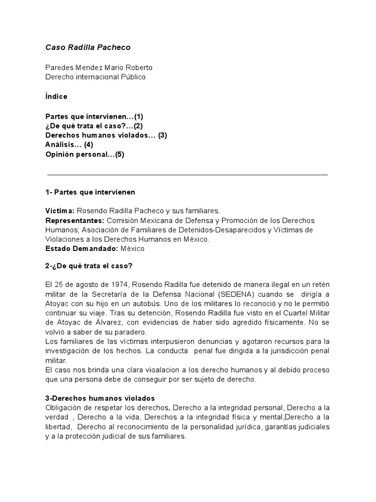 Sentencia del Caso Radilla Pacheco | PDF | Violación | Derechos humanos