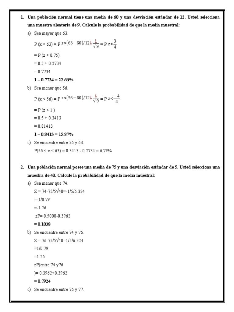 Probabilidades de Media Muestral Normal | PDF | Probabilidad | Estadísticas