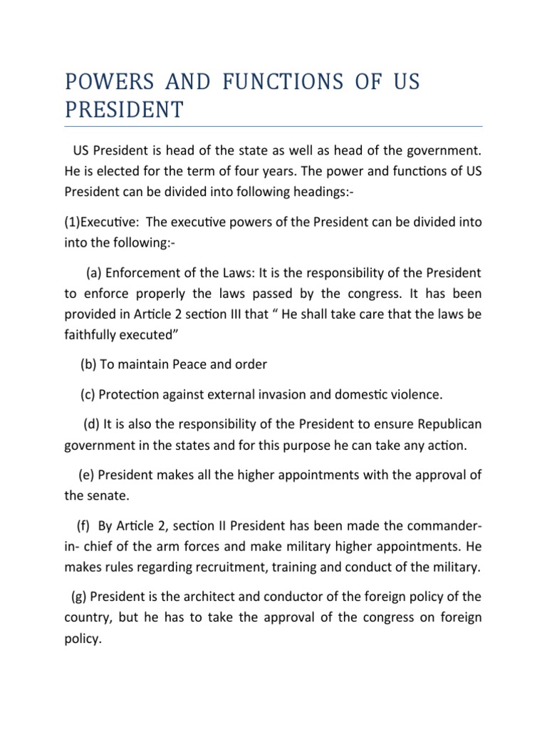 Pages 150 Powers and Functions of Us President | PDF | American ...