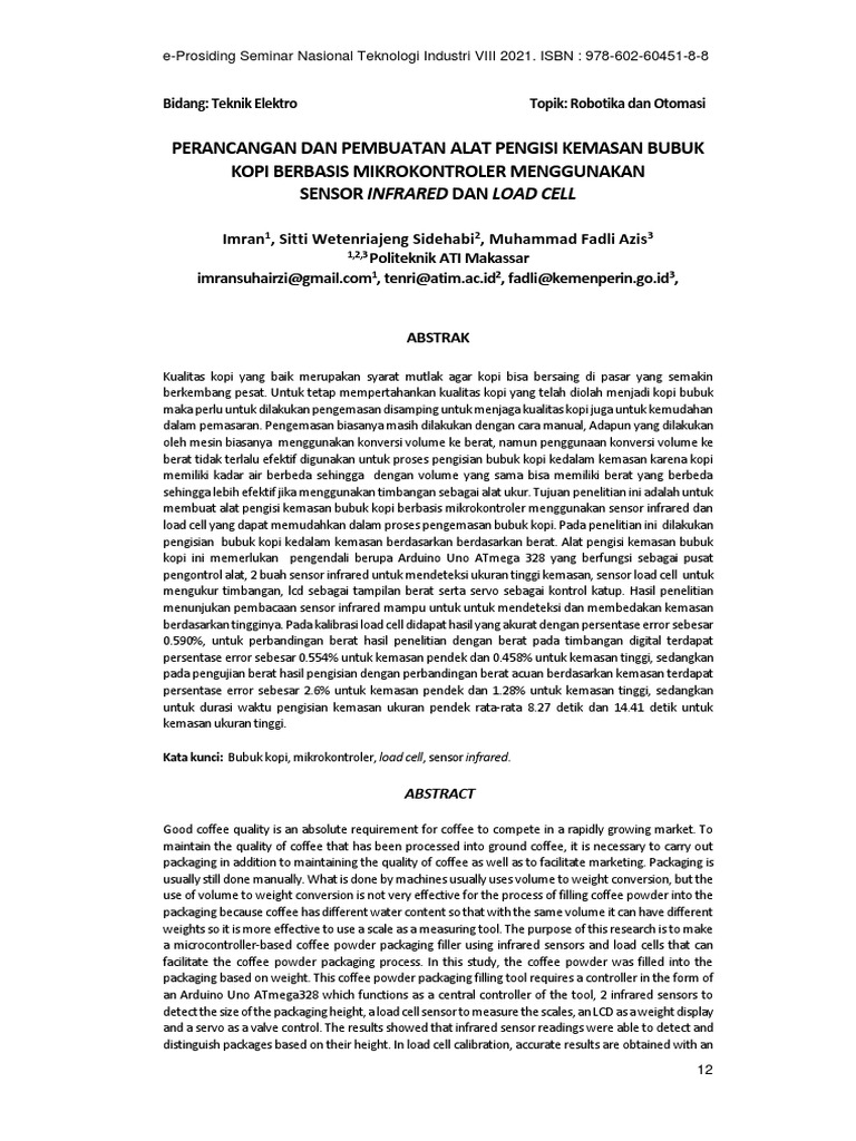 Perancangan Dan Pembuatan Alat Pengisi Kemasan Bubuk Kopi Berbasis ...
