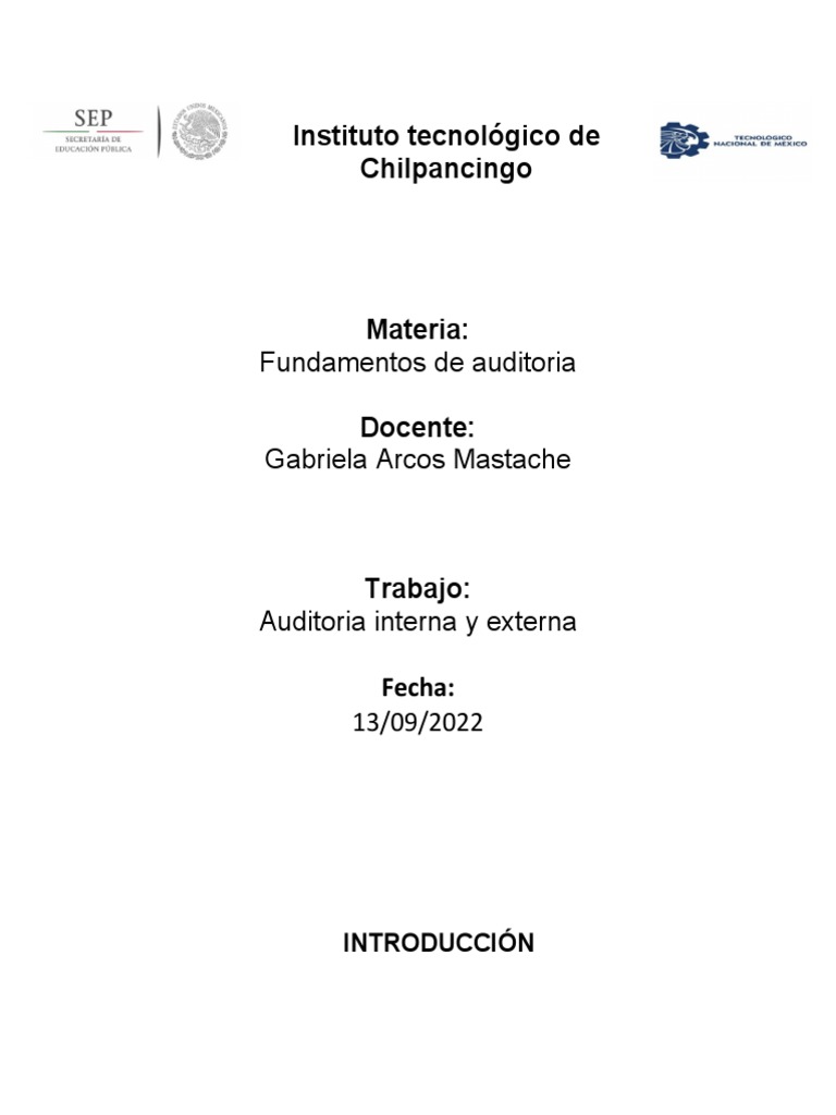 Auditoria Interna y Externa. | PDF | Auditoría | Contabilidad