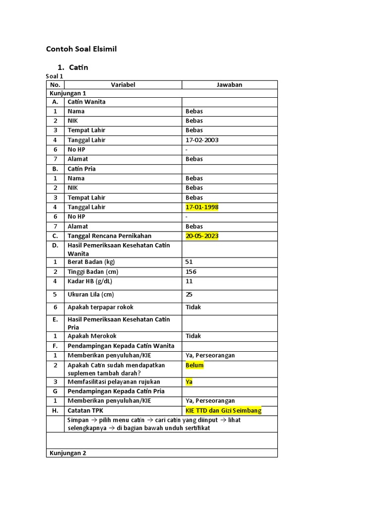 Contoh Soal Elsimil Edit 20 | PDF