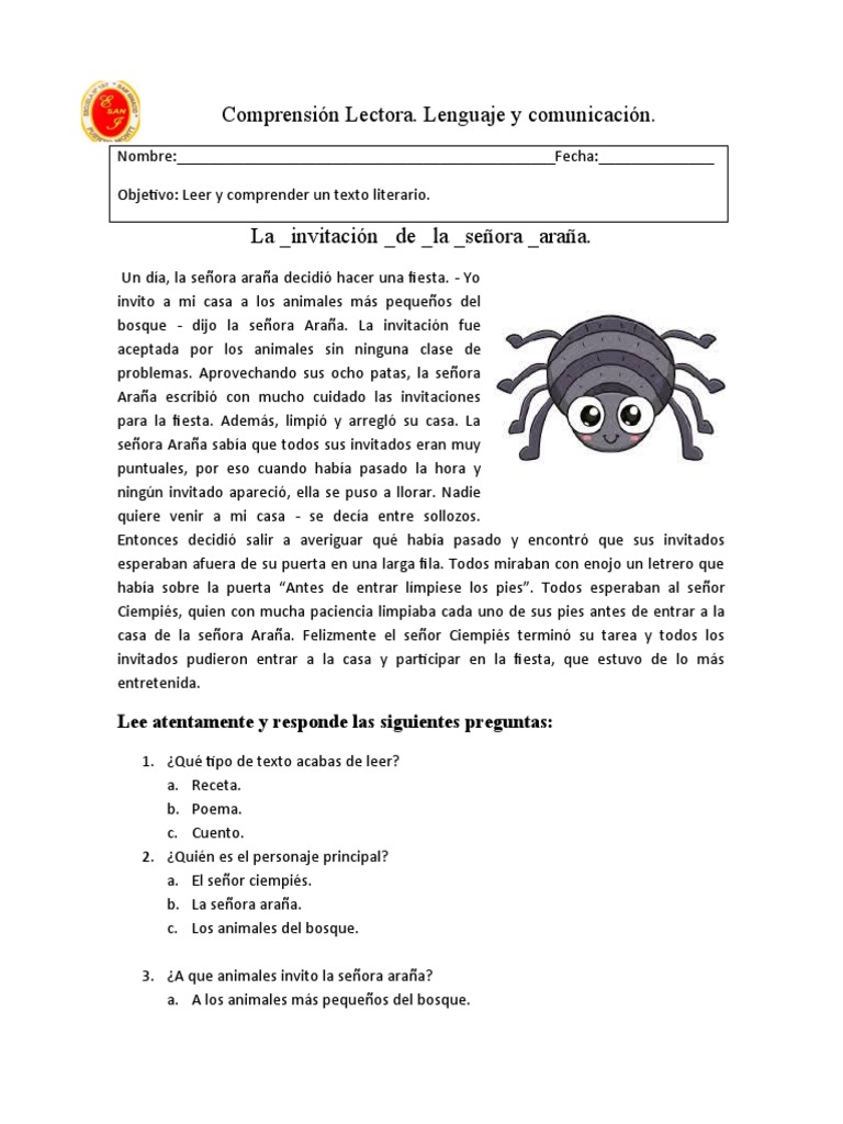 Comprensión Lectora. Lenguaje y Comunicación.: Lee Atentamente y ...