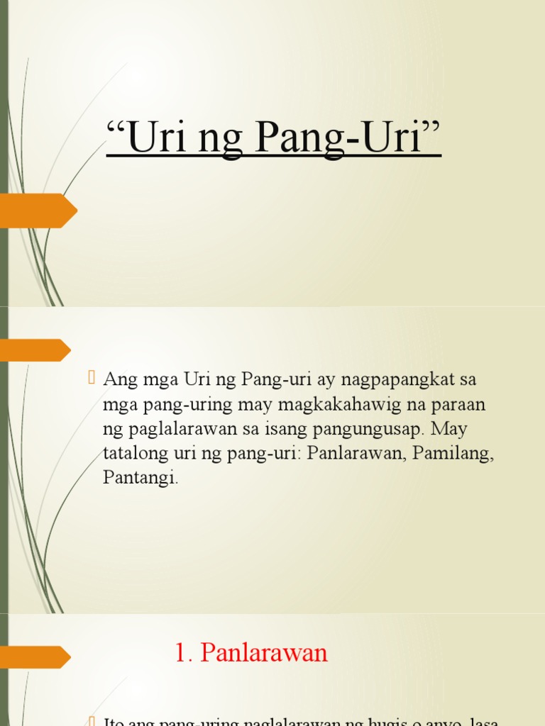 Uri NG Pang-Uri 8 | PDF