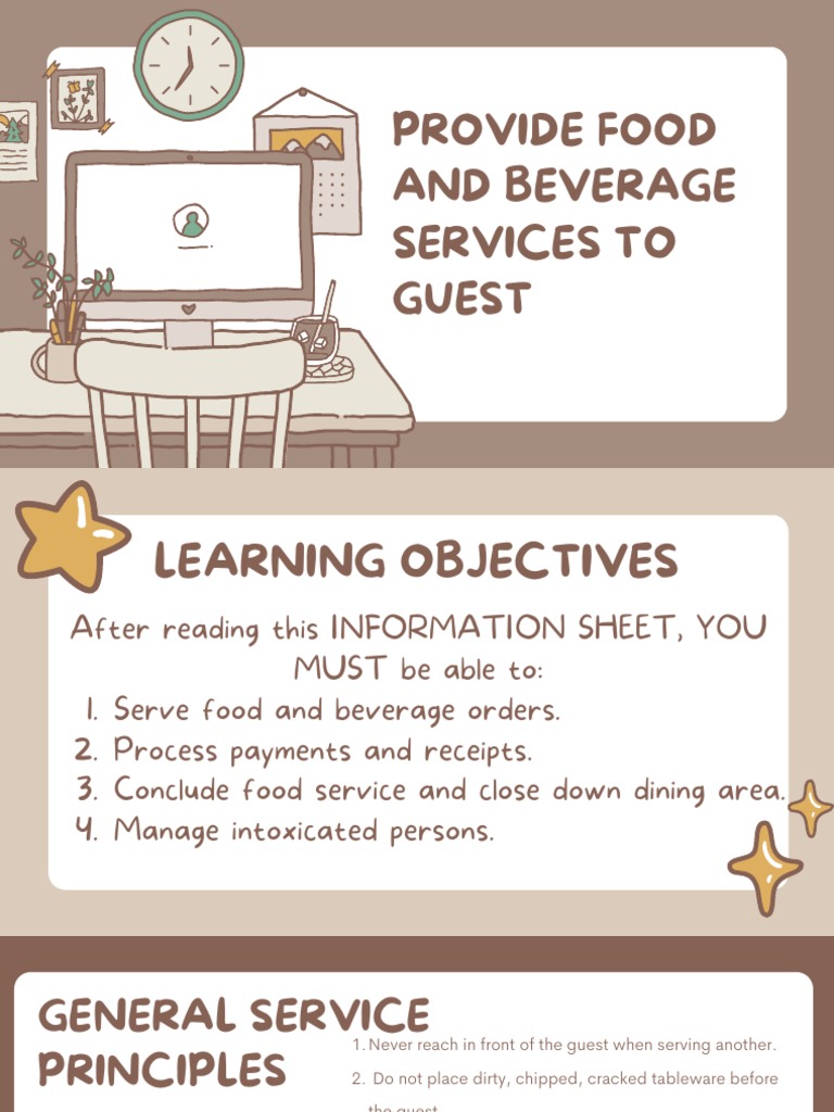 Provide Food and Beverage Services To Guest | PDF | Tableware | Restaurants