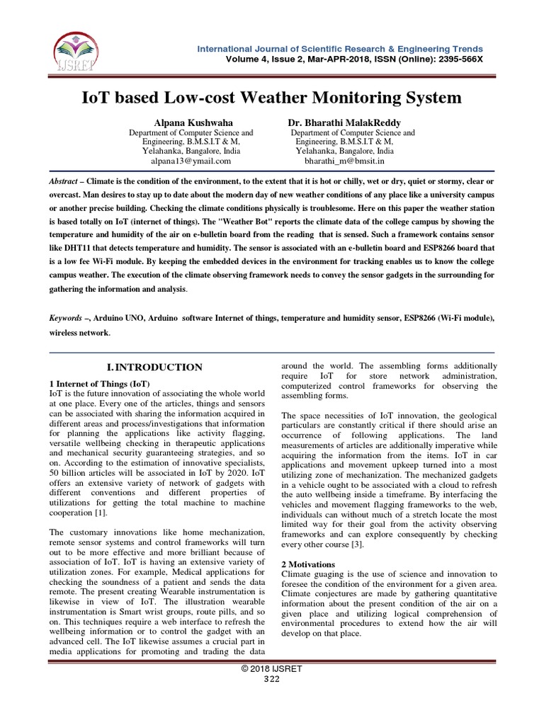 IoT based Low-cost Weather Monitoring System | PDF | Internet Of Things ...