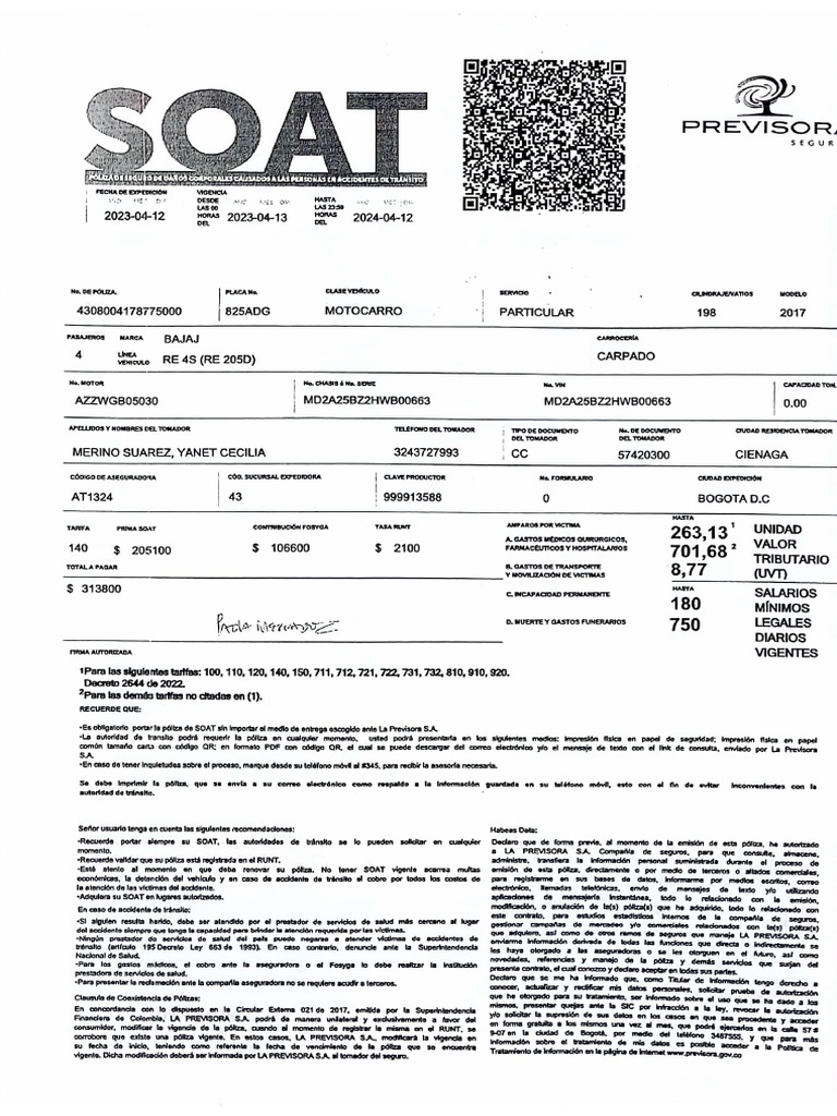 DOCUMENTOS DEL VEHICULO | PDF