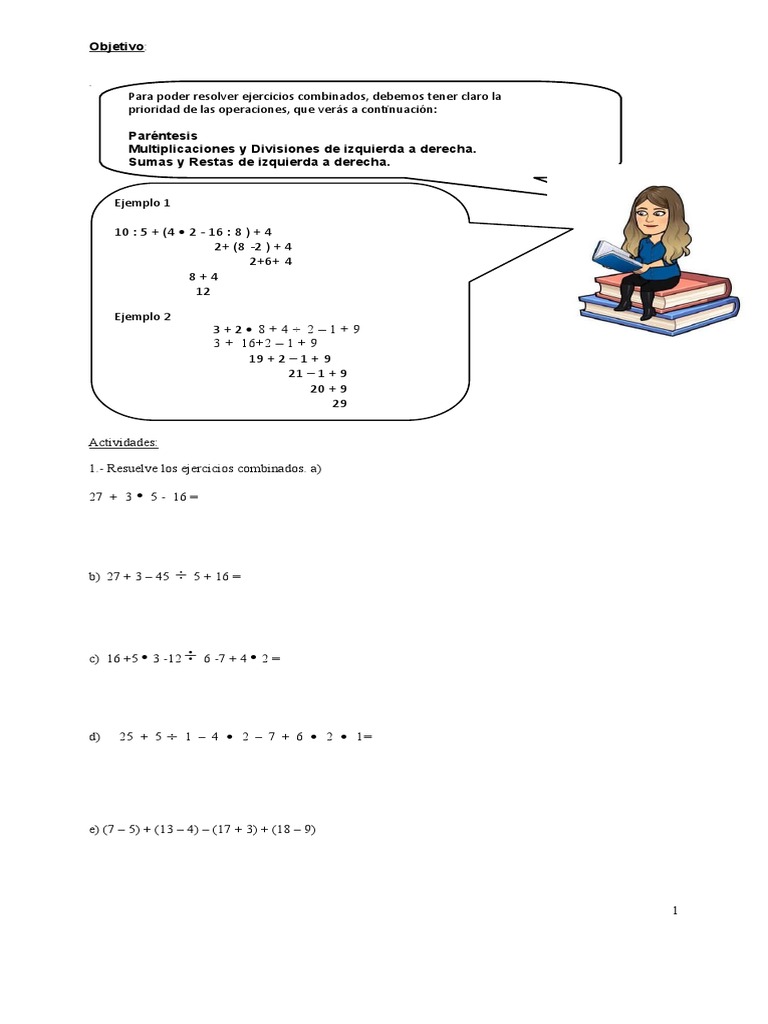 6° Guía Ejercicios Combinados | PDF | Multiplicación