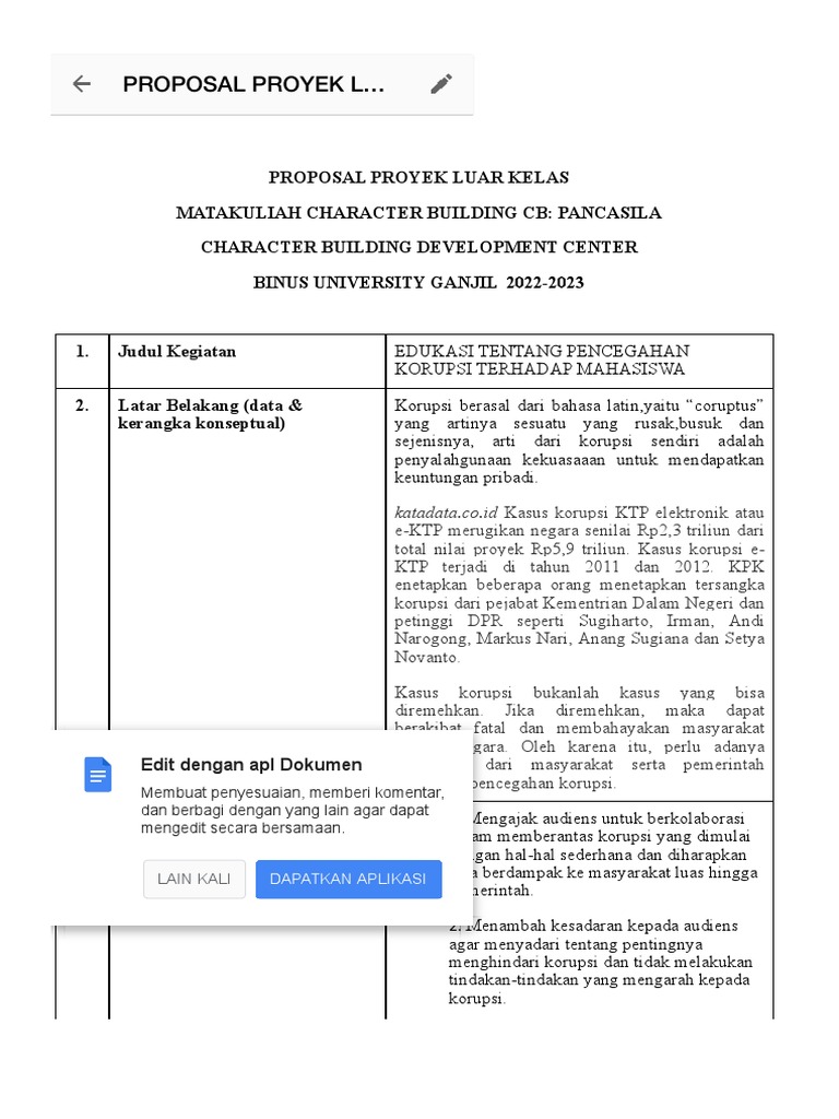 Proposal Proyek Luar Kelas CB Pancasila | PDF | Ilmu Sosial