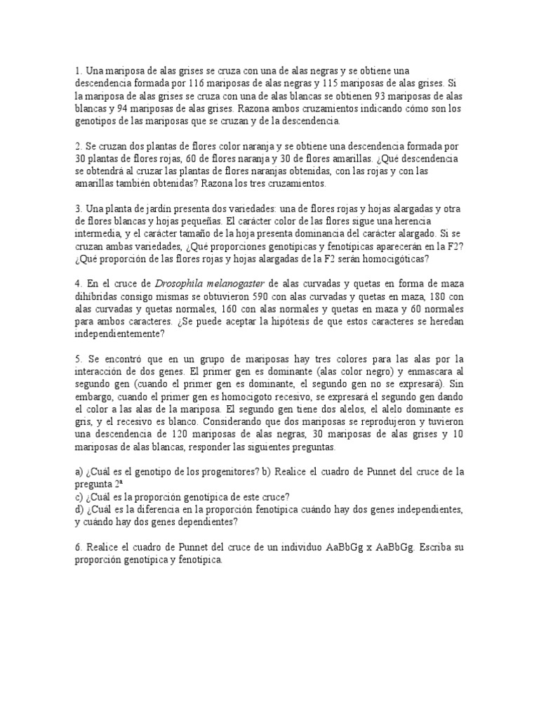 Genética: Cruzamientos y Proporciones Fenotípicas | PDF | Dominancia ...