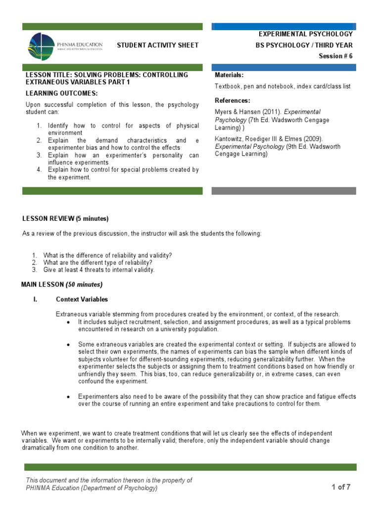 Psychology (7th Ed | PDF | Experiment | Dependent And Independent Variables