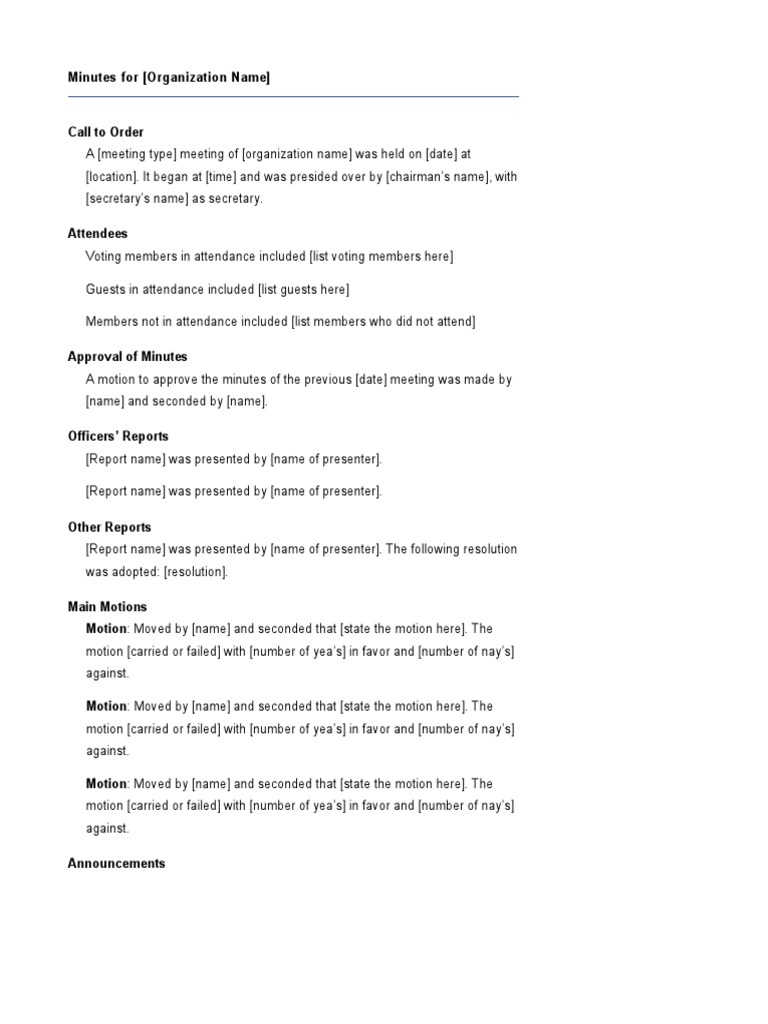 Sample Minutes of Meeting | PDF