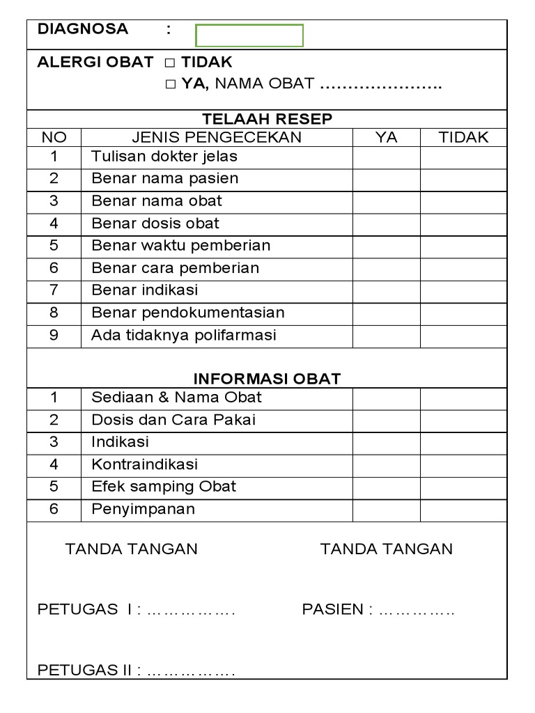 Telaah Resep Obat dan Diagnosa | PDF