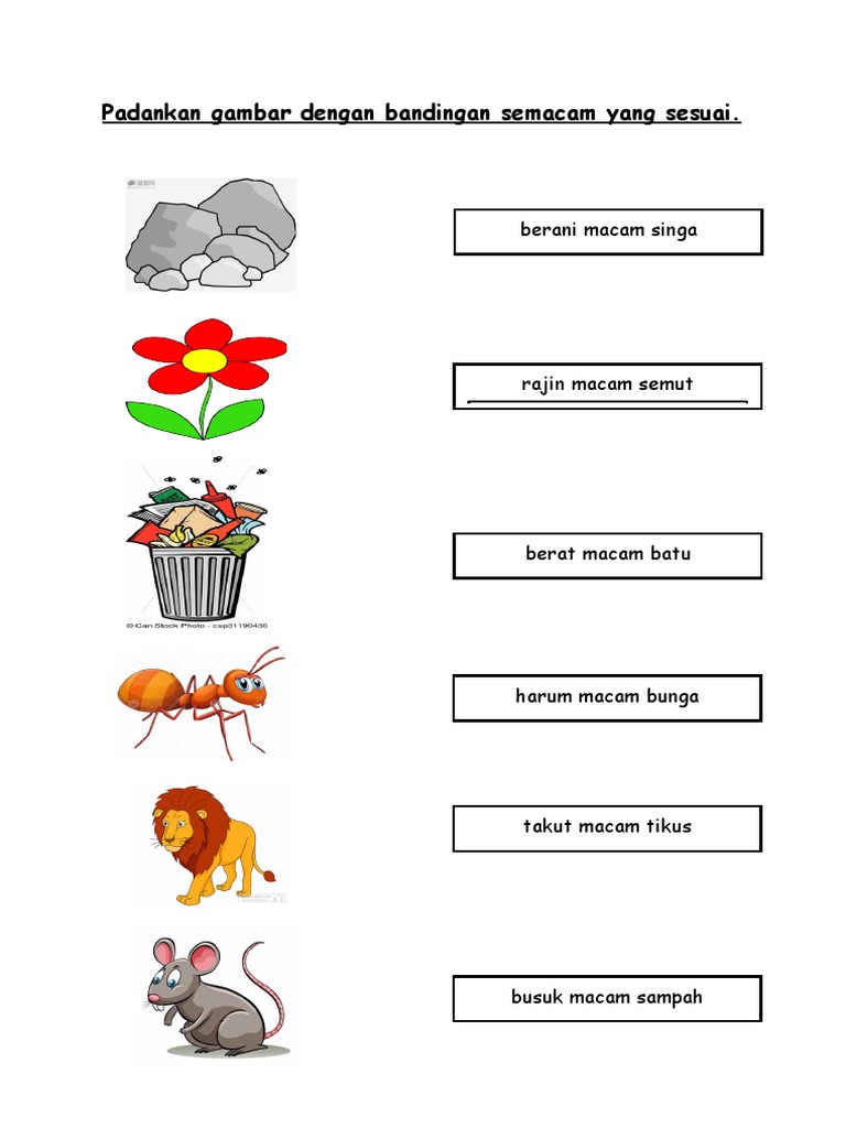 Padankan Gambar Dengan Bandingan Semacam Yang Sesuai Minggu 1 Pdf 