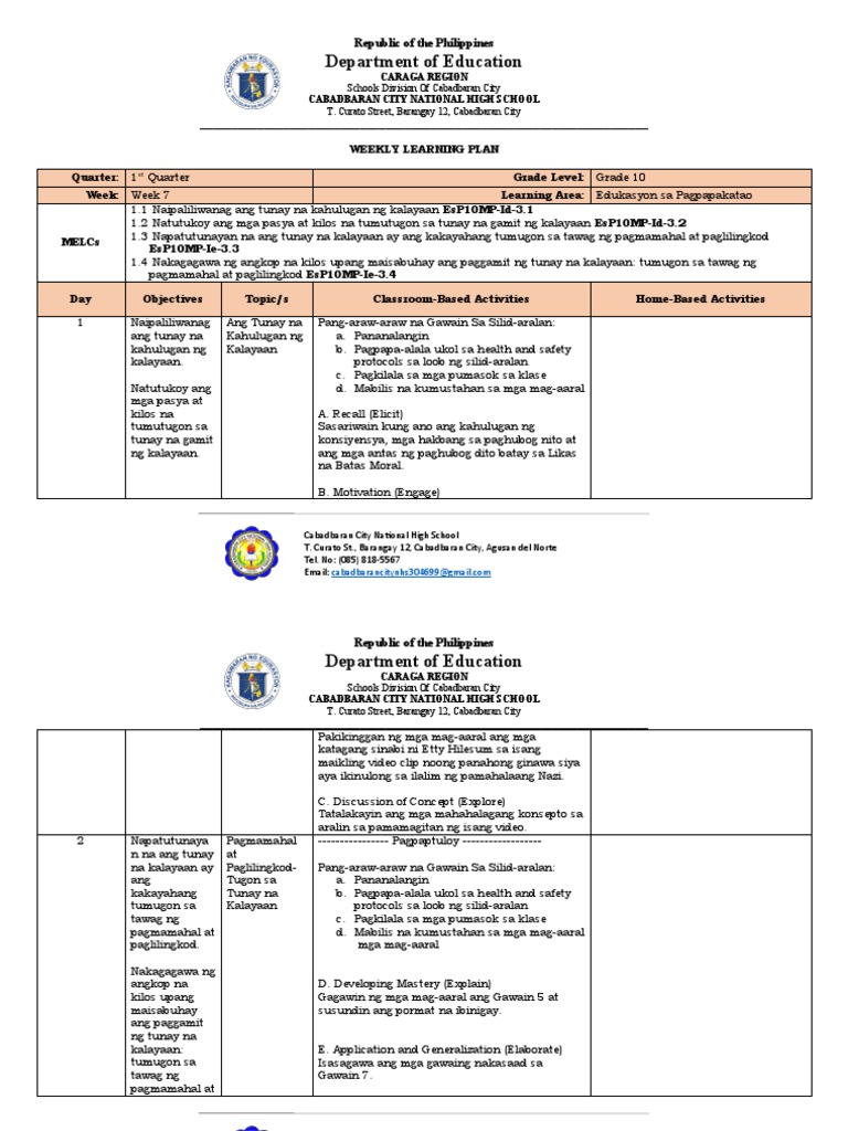 WLP Week 7 E.S.P. 10 Q1 | PDF