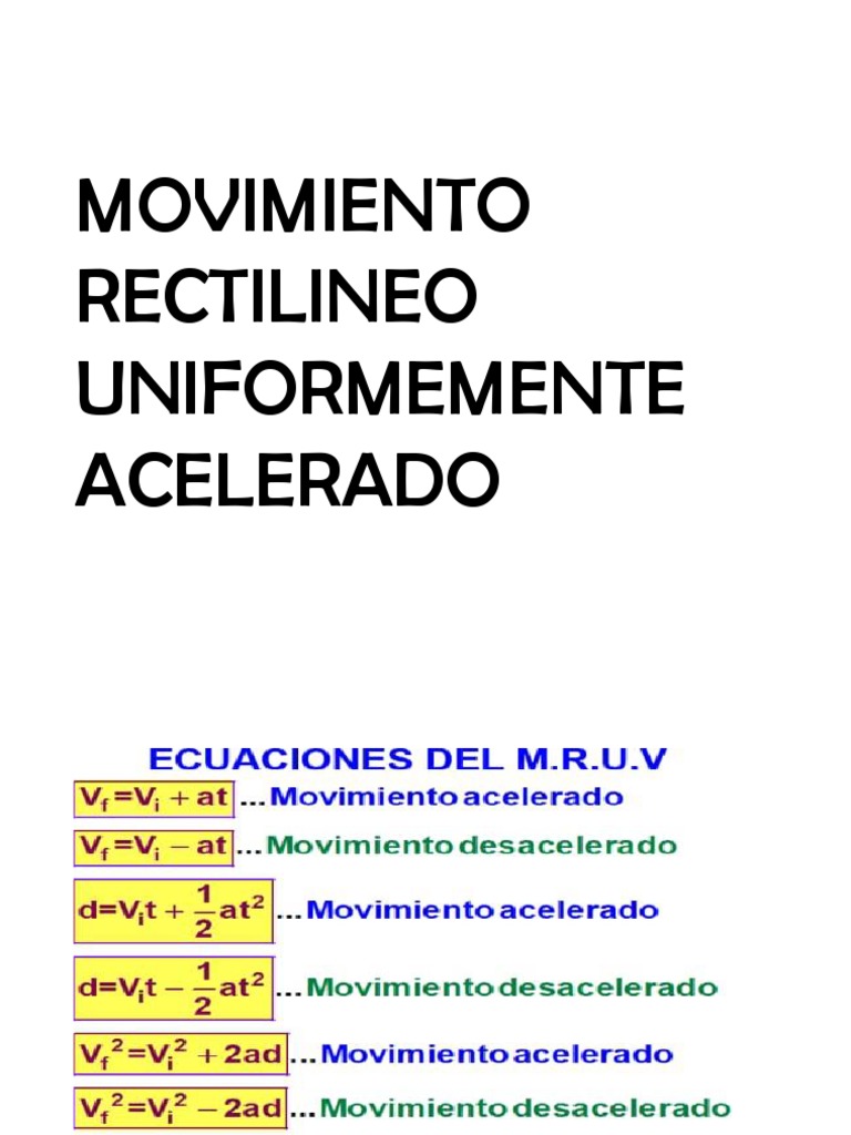 Movimiento Rectilineo Uniformemente Acelerado | PDF