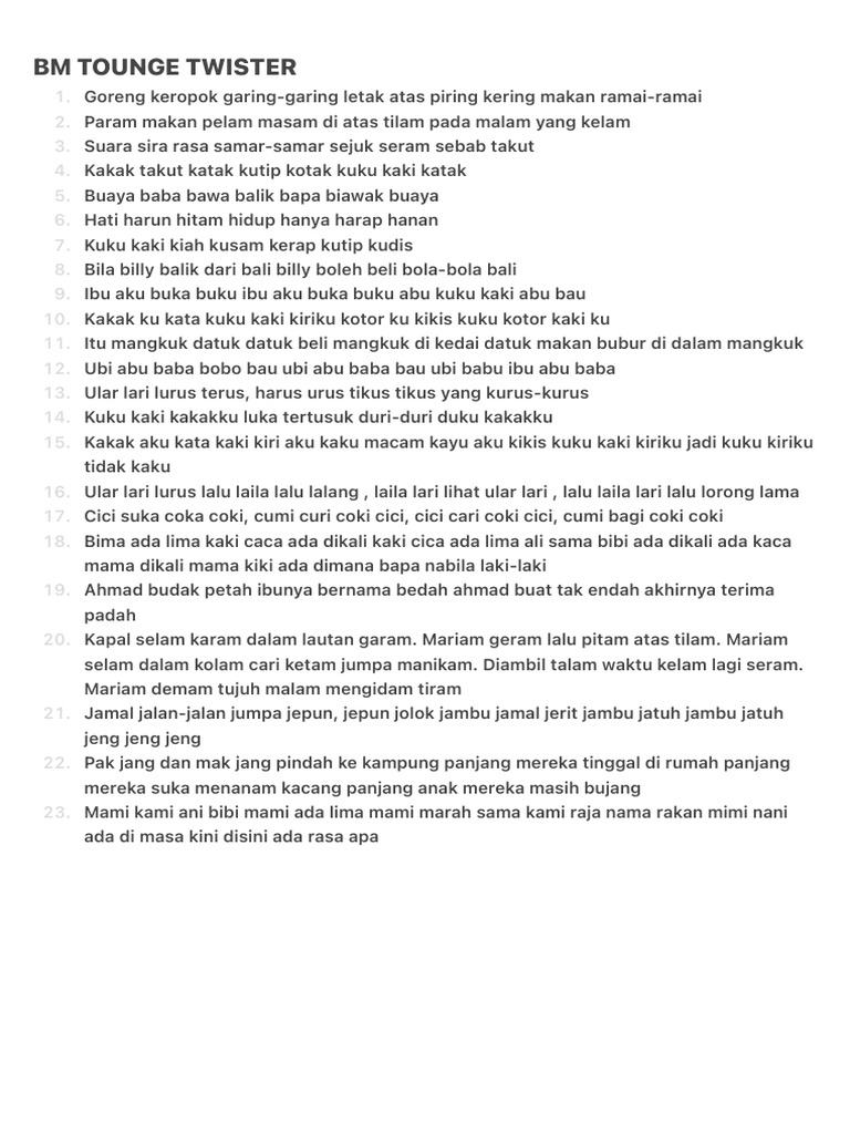 BM Tounge Twister | PDF