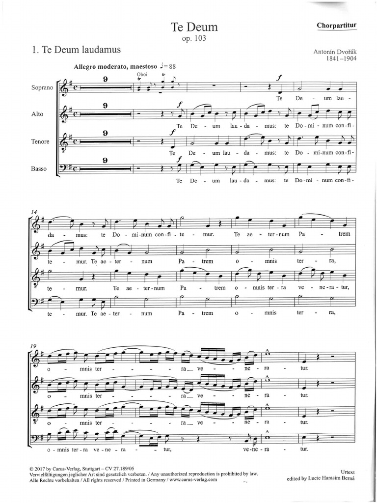 Dvorak Te Deum (Choir Part) | PDF