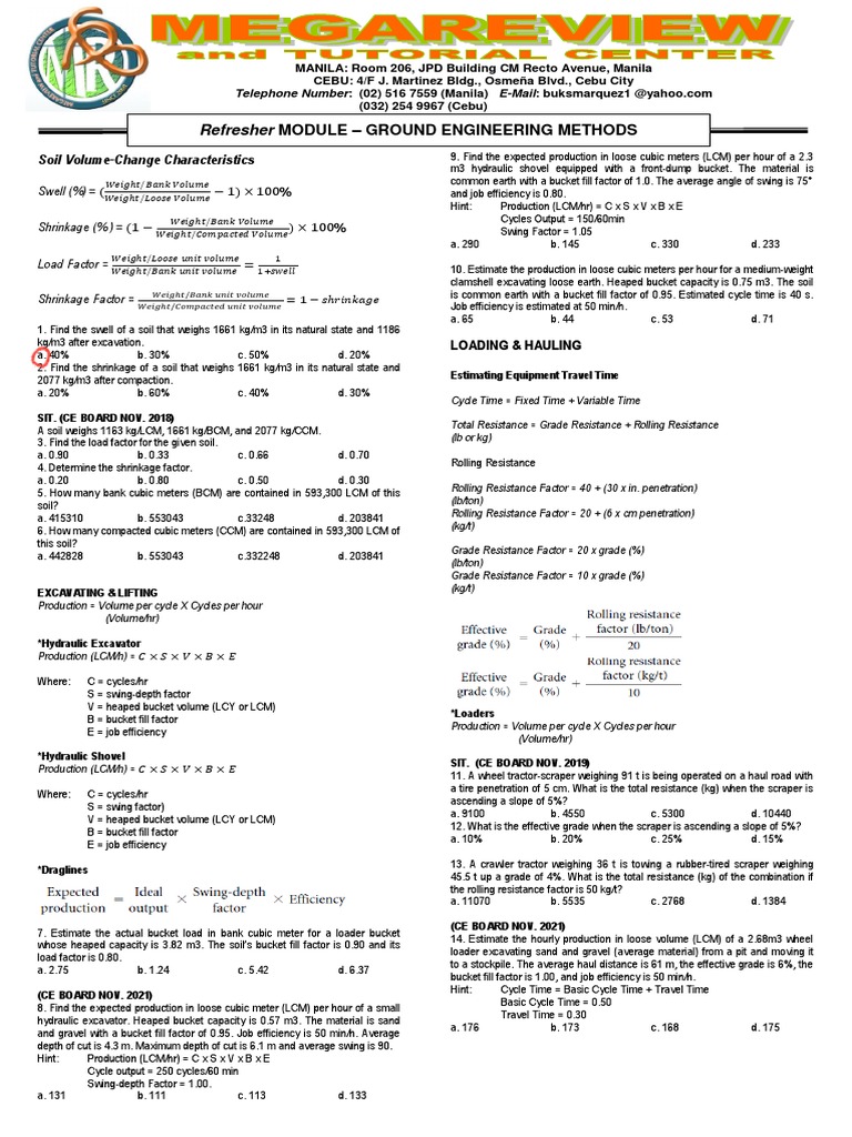 Refresher Module - Ground Engineering Methods | PDF | Loader (Equipment) | Volume
