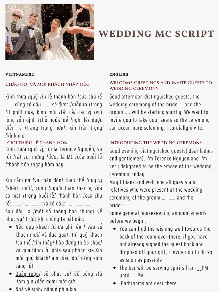 Wedding MC Script VN-EN-3:31 | PDF
