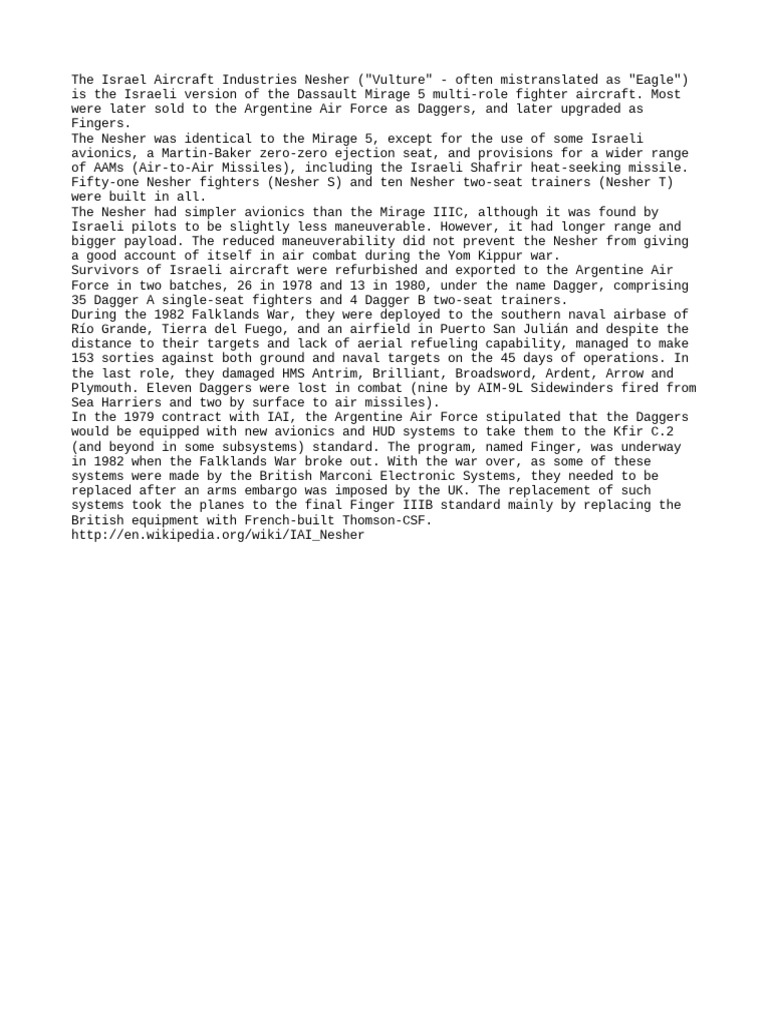 The Development and Export of the Israeli IAI Nesher Fighter Jet: From ...