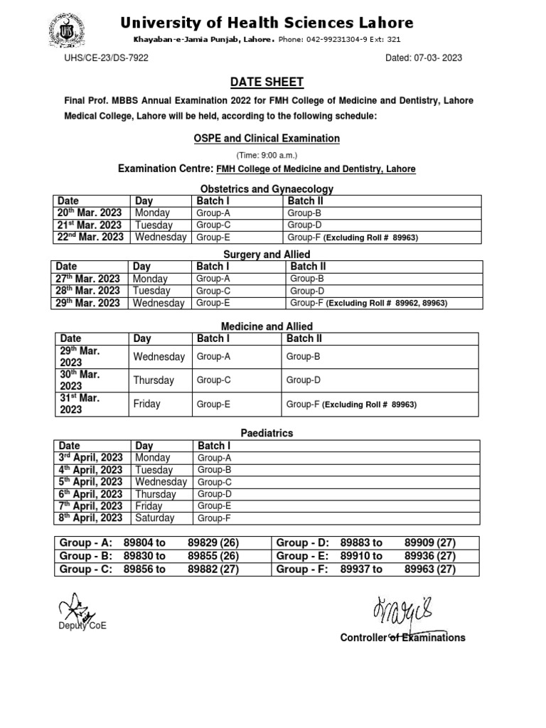 Date Sheet: Monday Tuesday | PDF