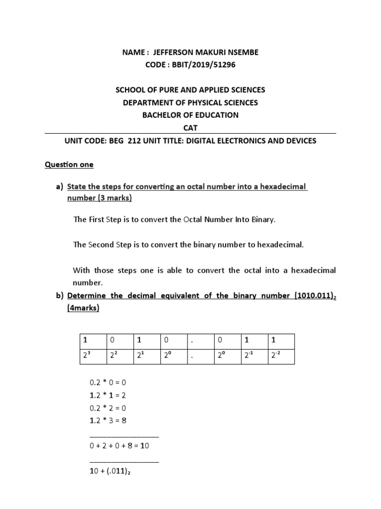 Digital Electronics Concepts and Conversions | PDF | Mathematical ...