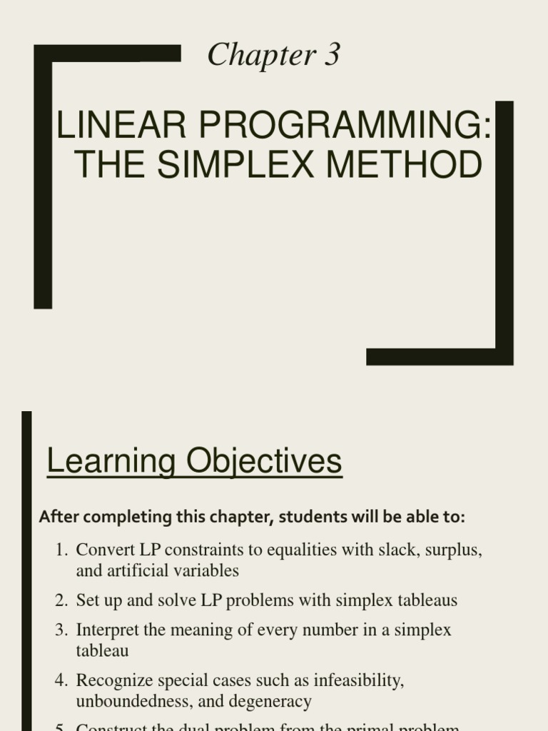 Chapter 3 Linear Programming Models Simplex Download Free Pdf