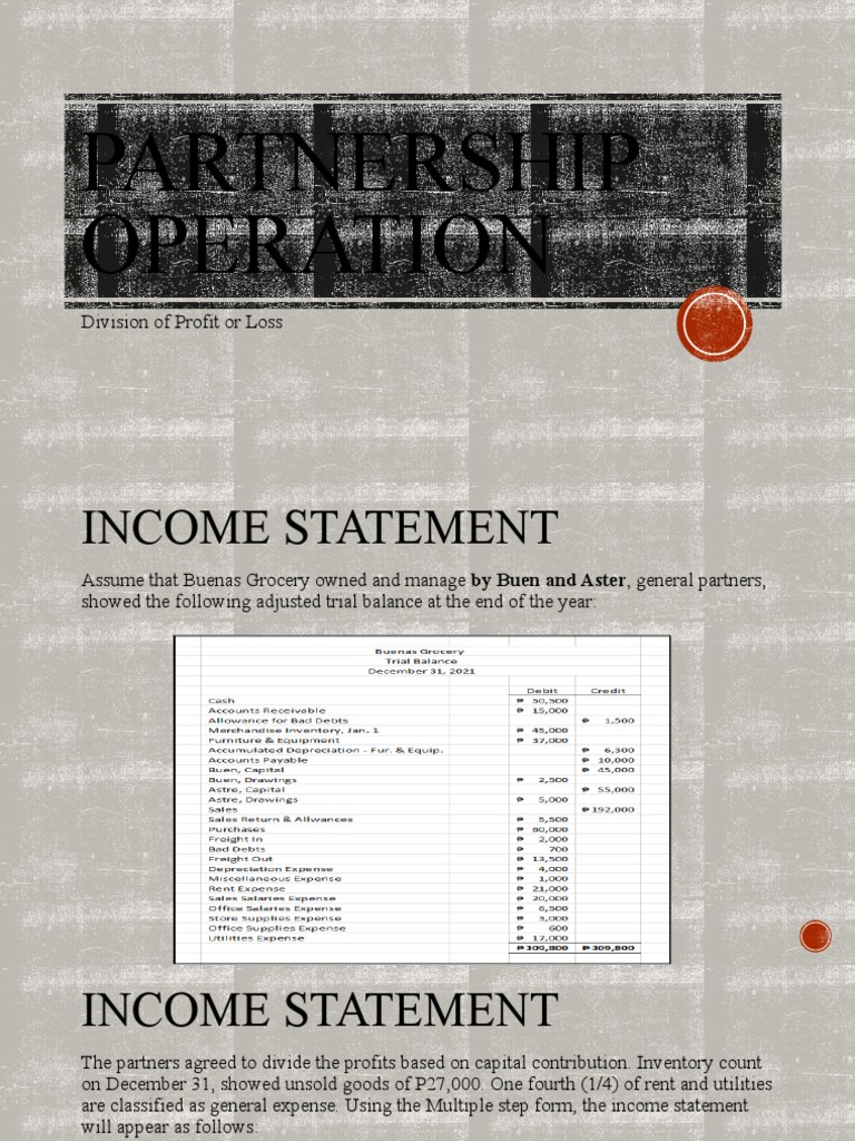 Partnership - Operation | PDF | Income Statement | Debits And Credits