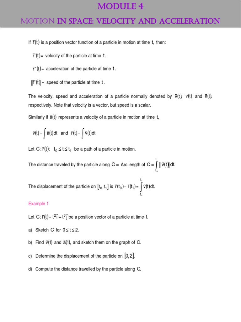 MODULE 4 Motion in Space | PDF | Velocity | Acceleration