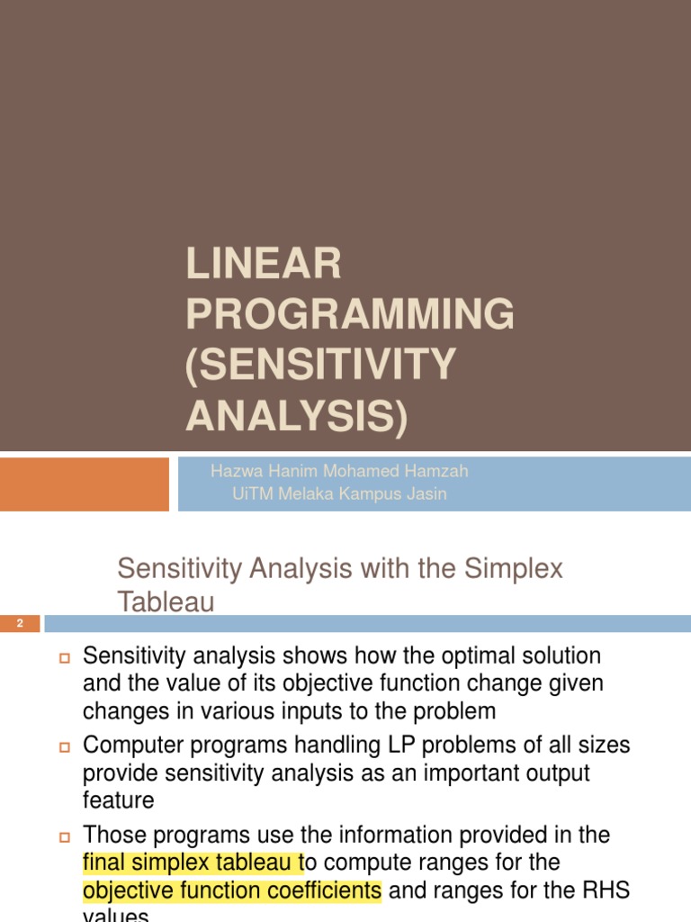 Linear Programming (Sensitivity Analysis - Shadow Price) | PDF | Mathematical Optimization ...