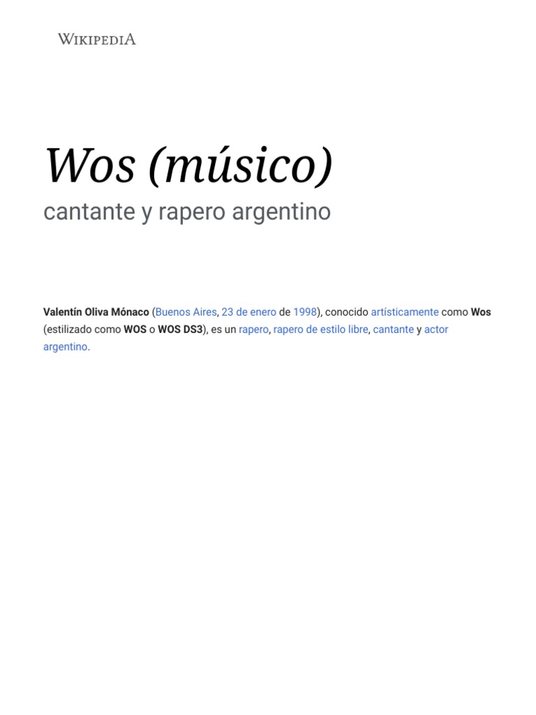Wos (Músico) - Wikipedia, La Enciclopedia Libre | PDF