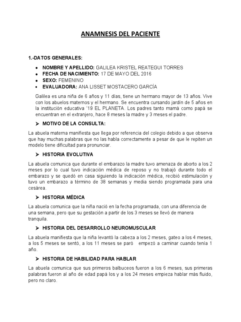 Anamnesis Del Paciente | PDF | El embarazo