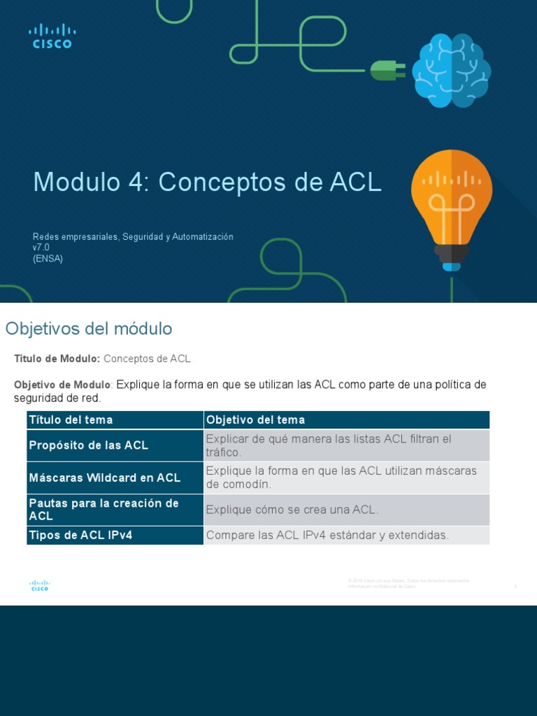 Modulo 4: Conceptos de ACL: Redes Empresariales, Seguridad y Automatización v7.0 (ENSA ...