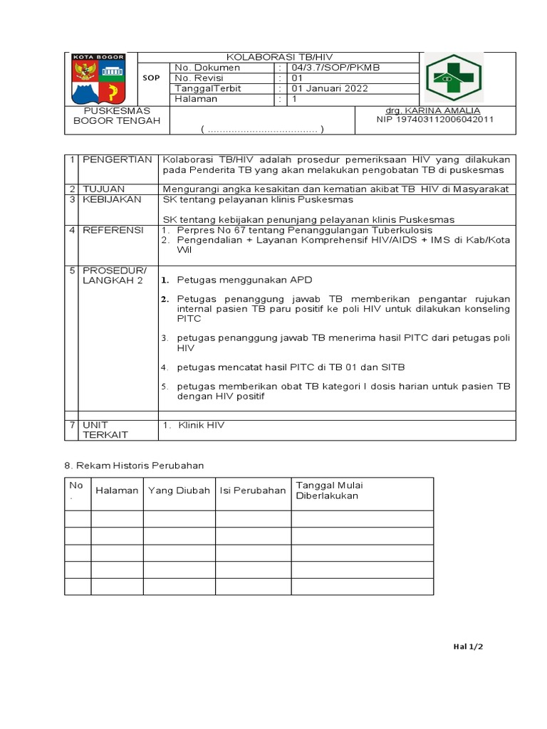 SOP Kolaborasi TB-HIV | PDF