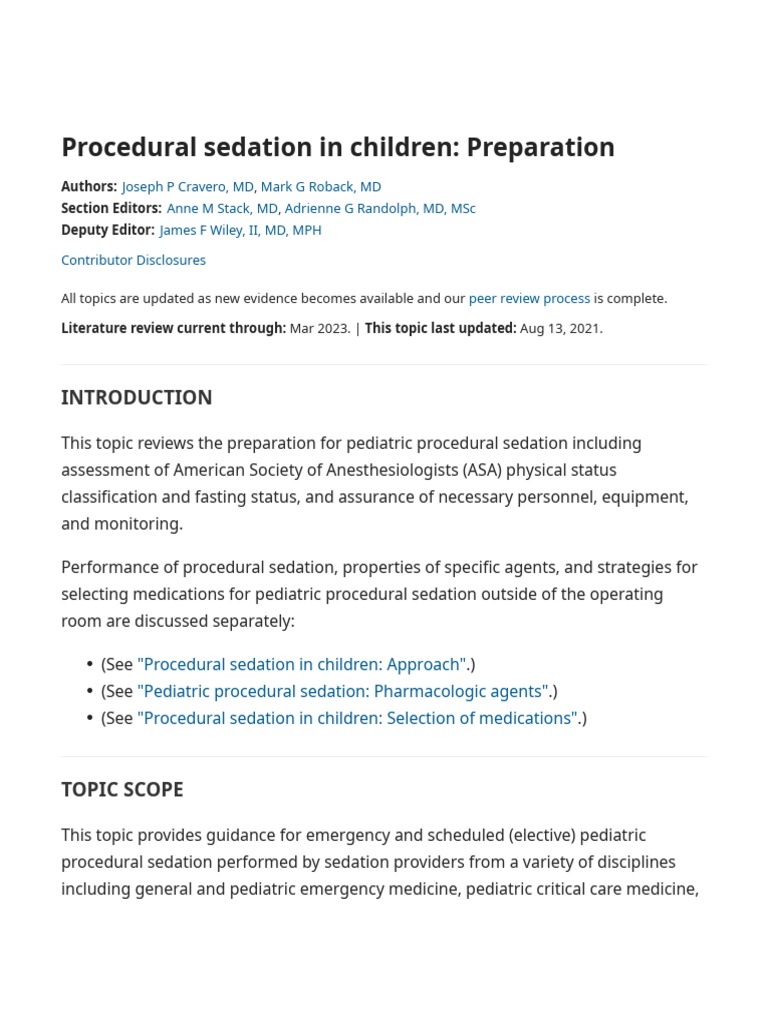 Procedural sedation in children- Preparation - UpToDate (1) | PDF ...