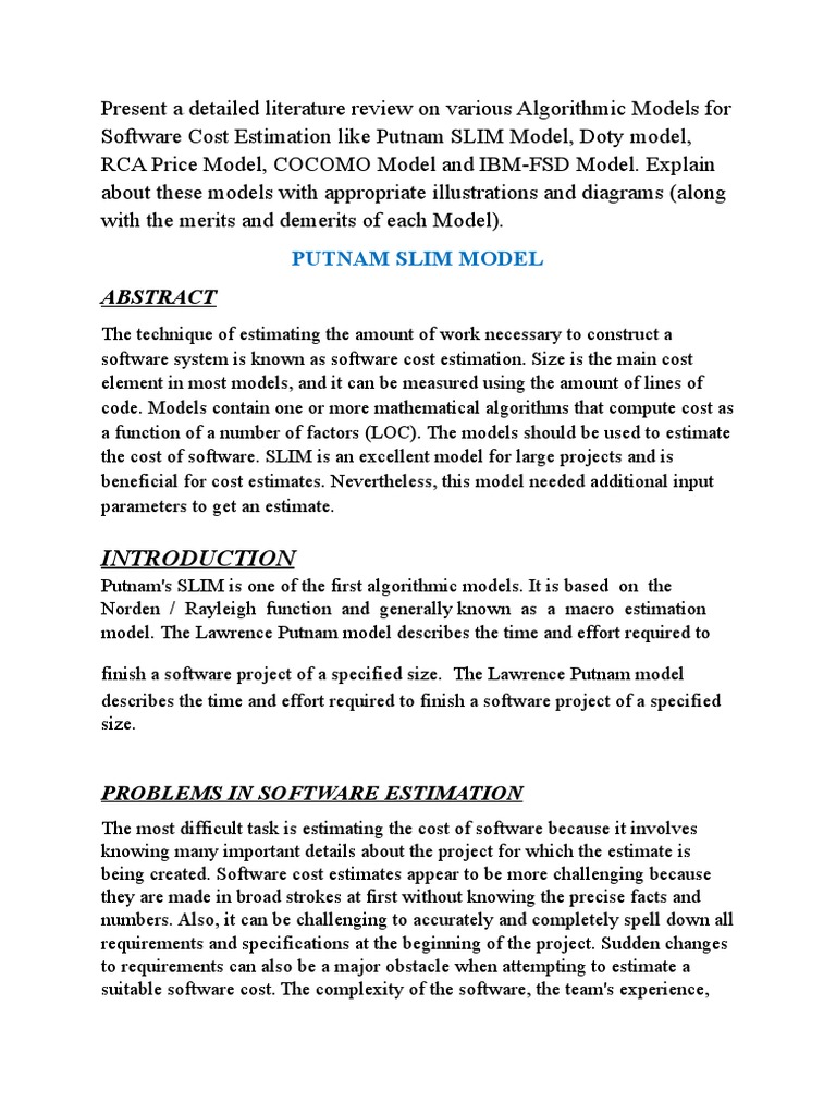 Putnam Slim Model PDF Computing Software Engineering