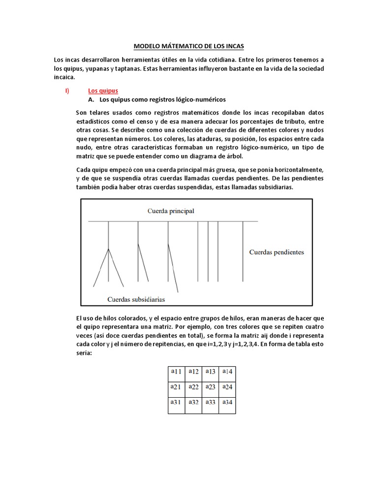 Modelo Mátematico de Los Incas | PDF | Matemáticas