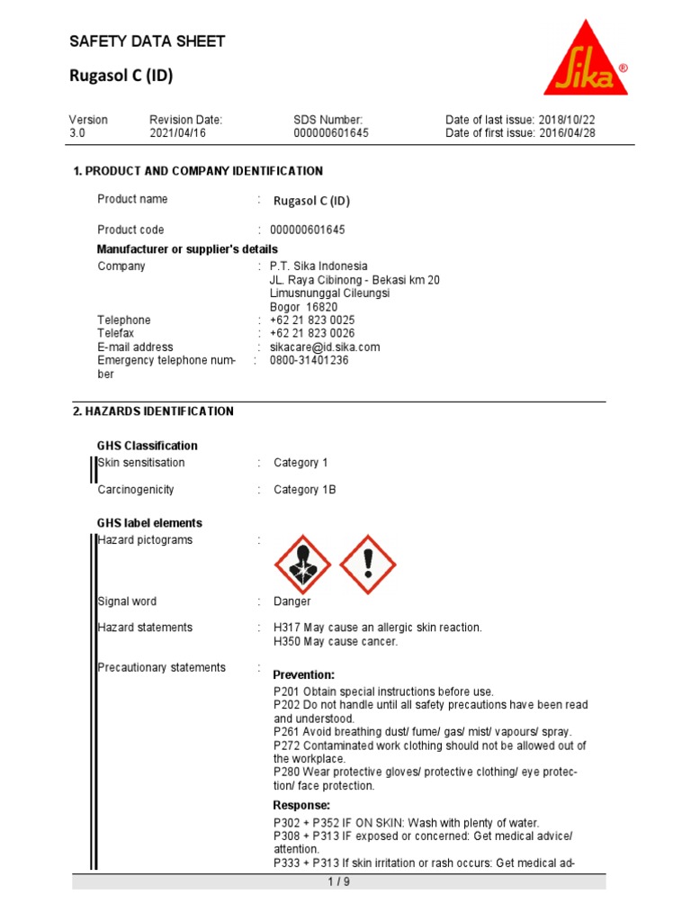 SDS Sikarugasol | PDF | Dangerous Goods | Toxicity