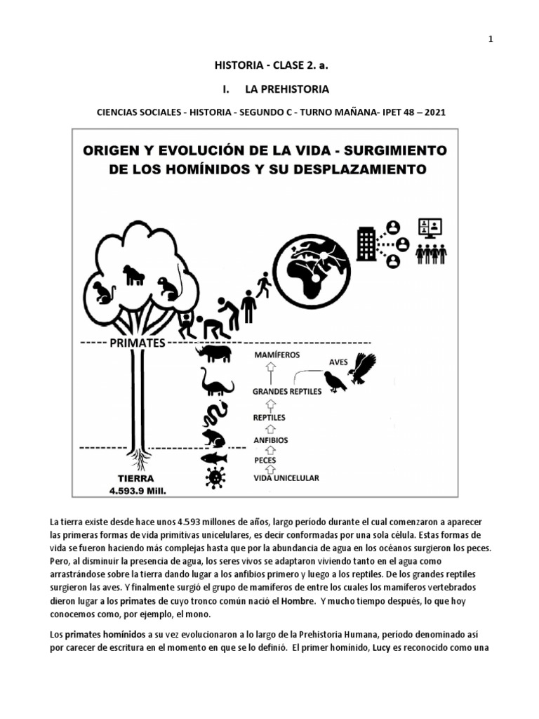 CLASE 2a - PREHISTORIA - 2C - IPET - 48 - 21 | PDF | Homo | Homo Sapiens