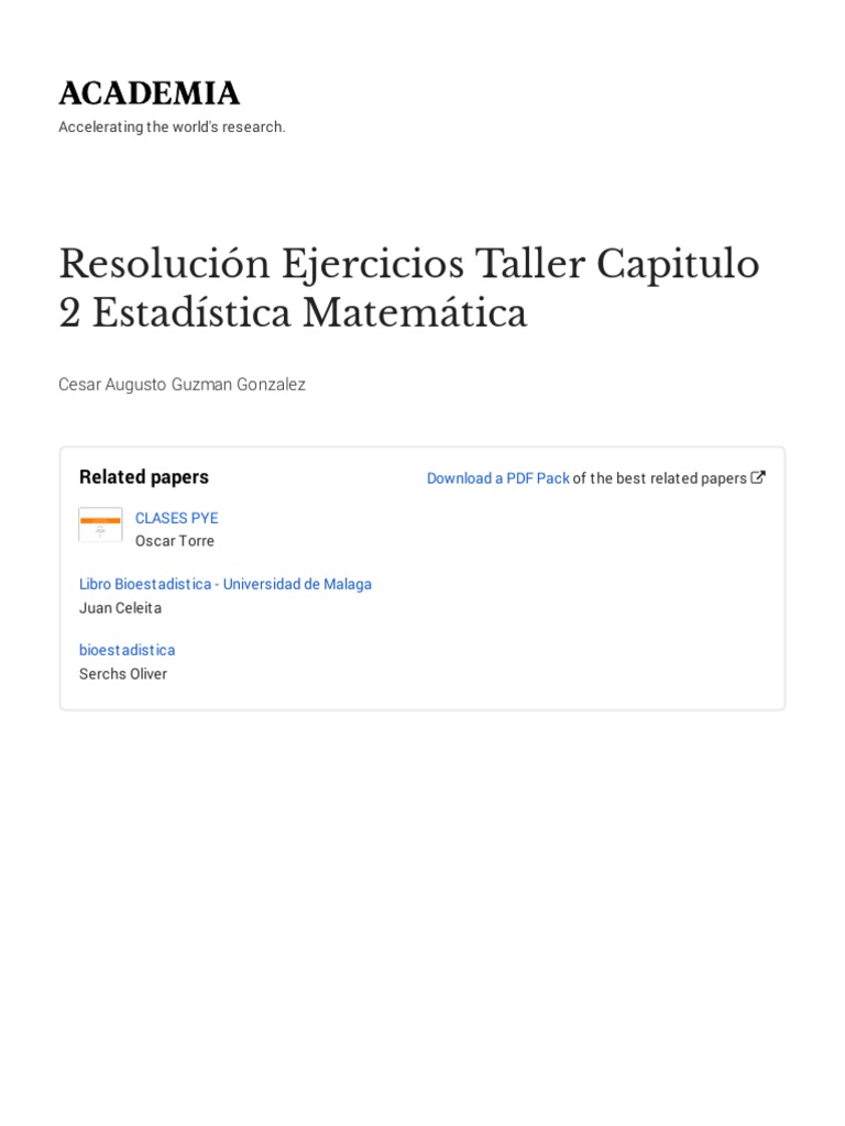 Resolución Ejercicios Taller Capitulo 2 Estadística Matemática | PDF | Diferencia | Probabilidad