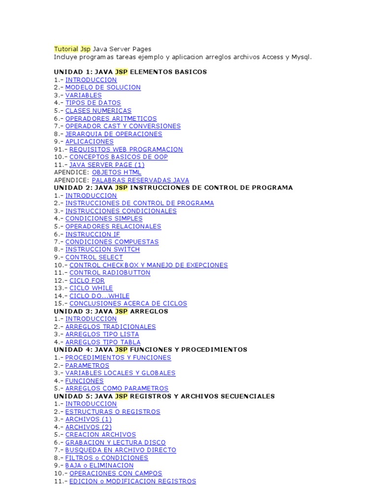 Tutorial | PDF | Java (lenguaje de programación) | Páginas del servidor Java