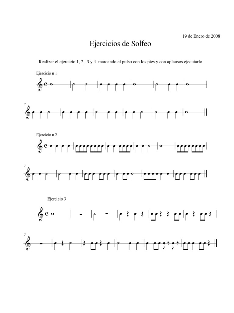 Ejercicios de Solfeo | PDF | Escala (música) | Intervalo (música)