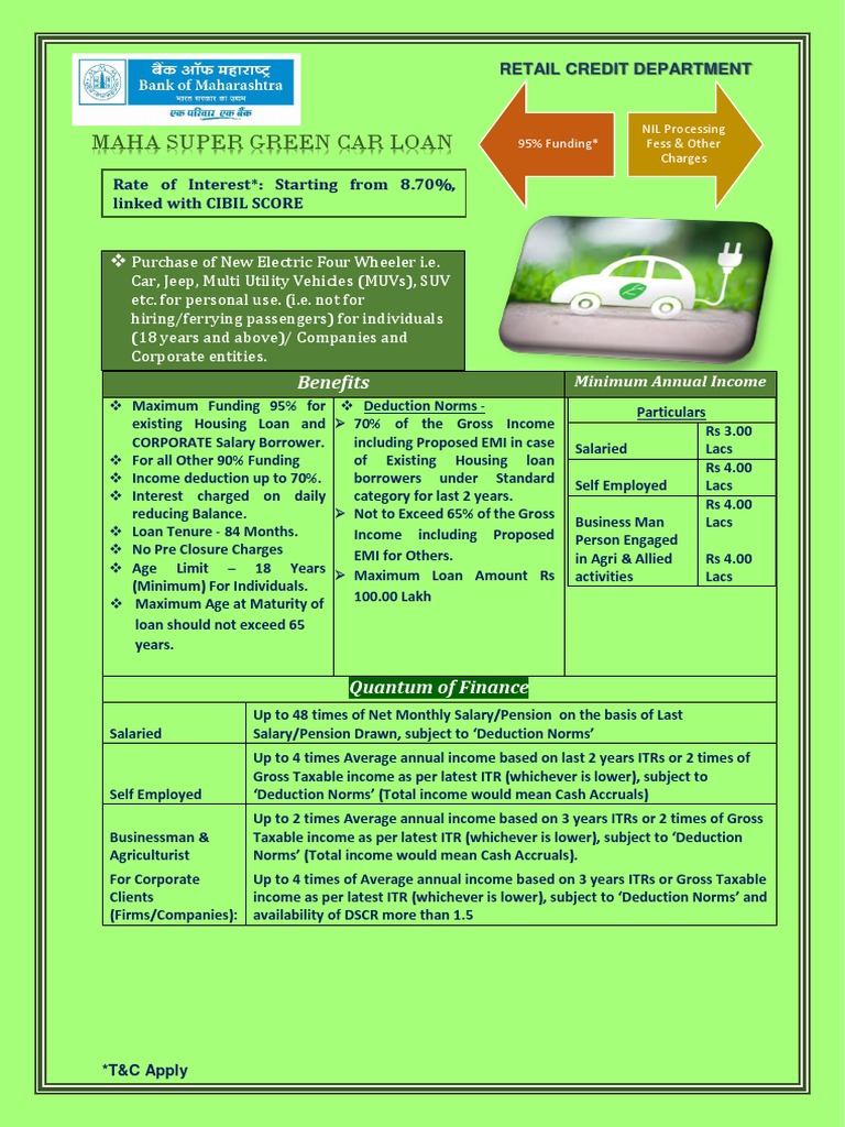 Maha Super Green Car Loan Details | PDF | Loans | Tax Deduction