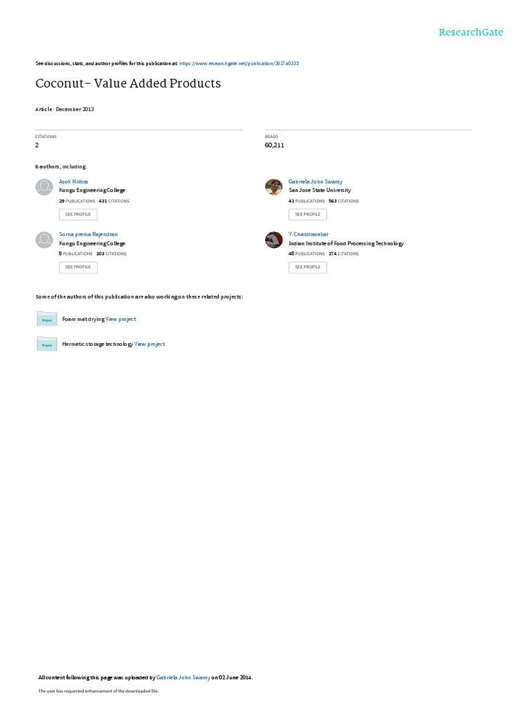 Coconut-Value Added Products | PDF | Coconut Oil | Coconut Milk