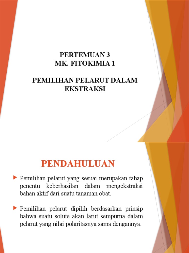 Pemilihan Pelarut untuk Ekstraksi Fitokimia | PDF