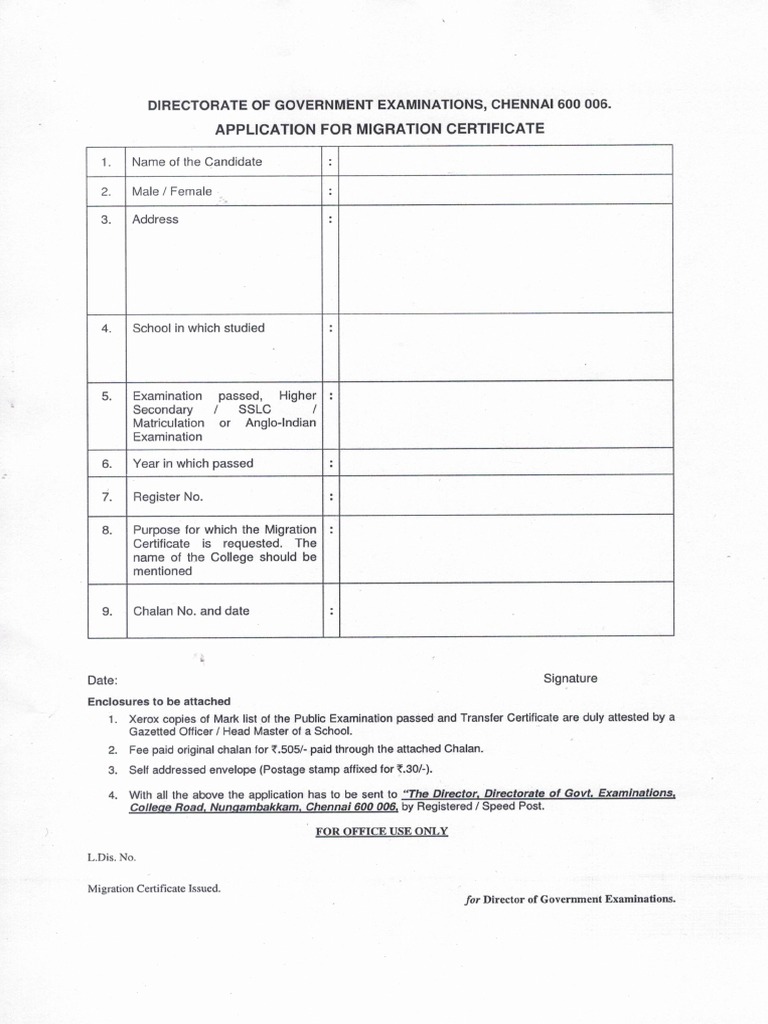 Migration Certificate | PDF