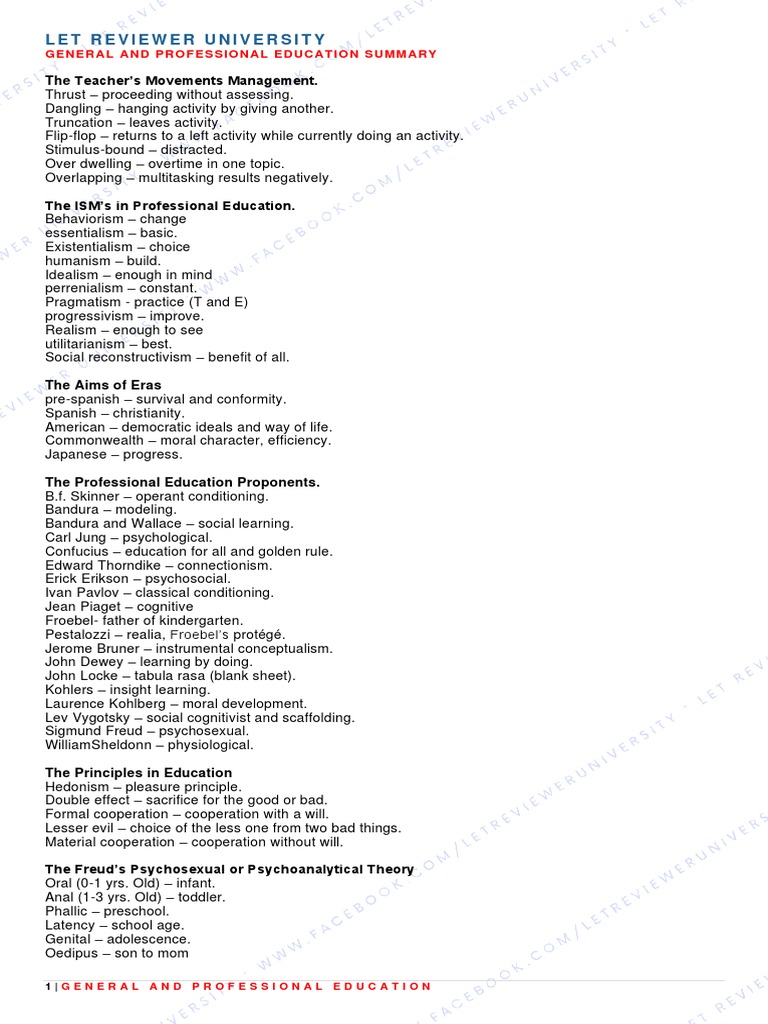 General and Professional Education Summary | PDF | Classical ...