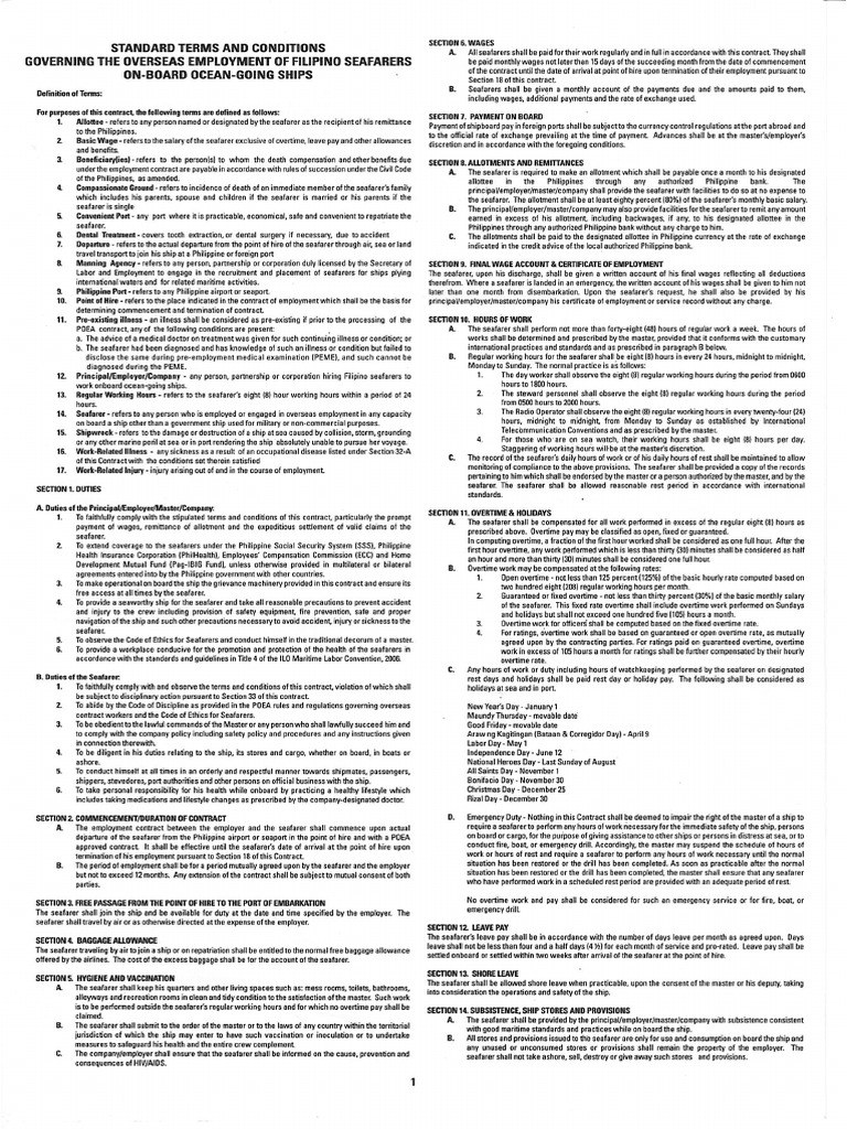 Poea Terms and Condition | PDF