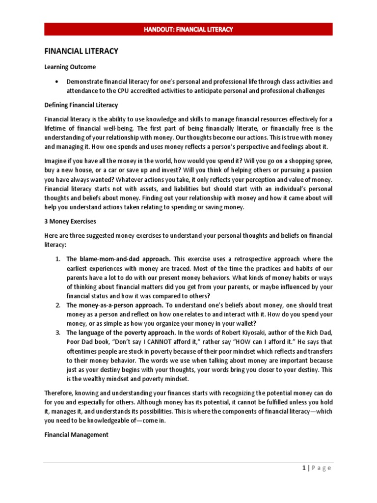 6 Financial Literacy | PDF | Credit Card | Interest